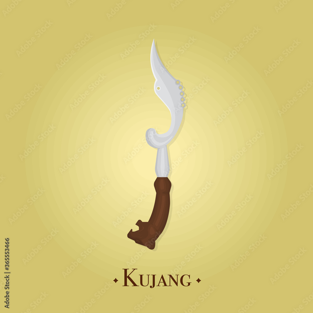 Vector illustration of Kujang, traditional weapon from West Java ...