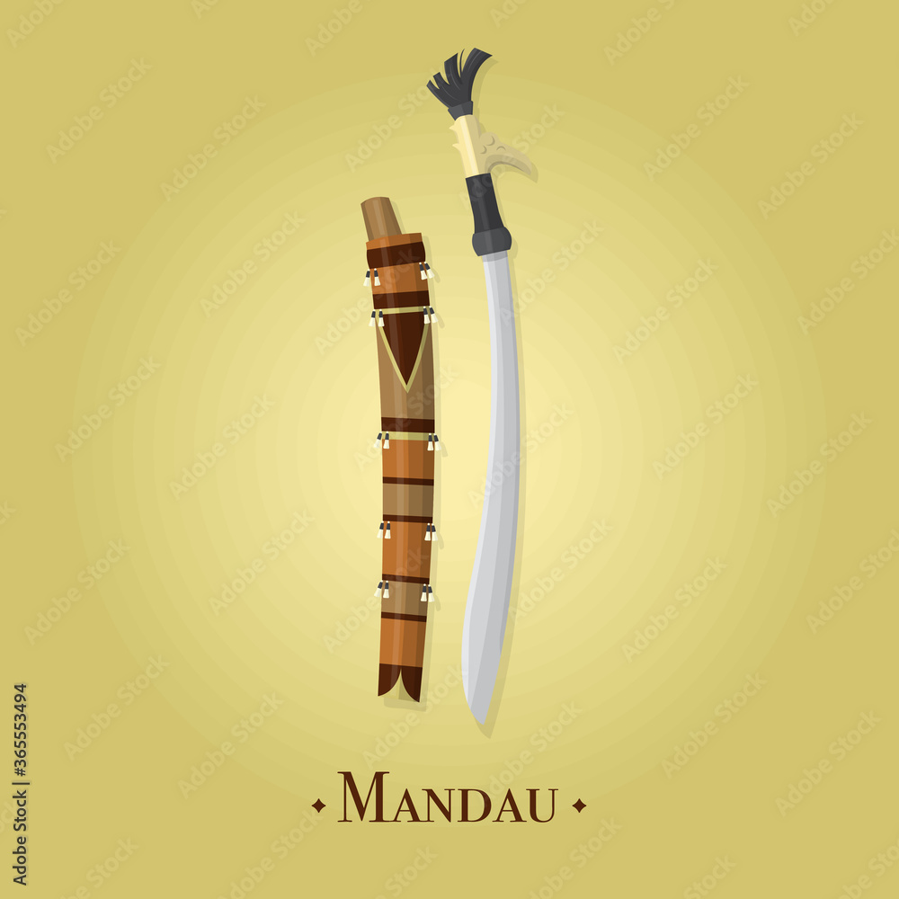 Vector illustration of Mandau, traditional weapon of Dayak People of ...