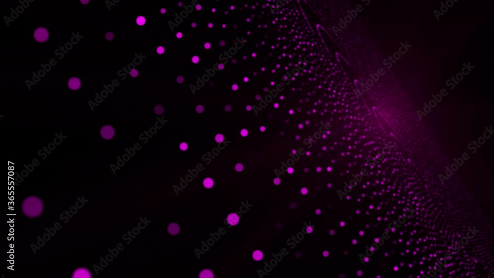 Pink dots of various sizes and shades grow and shrink in size against a ...