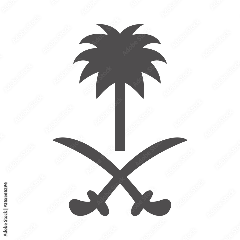 saudi arabia national day, palm tree and swords national symbol ...