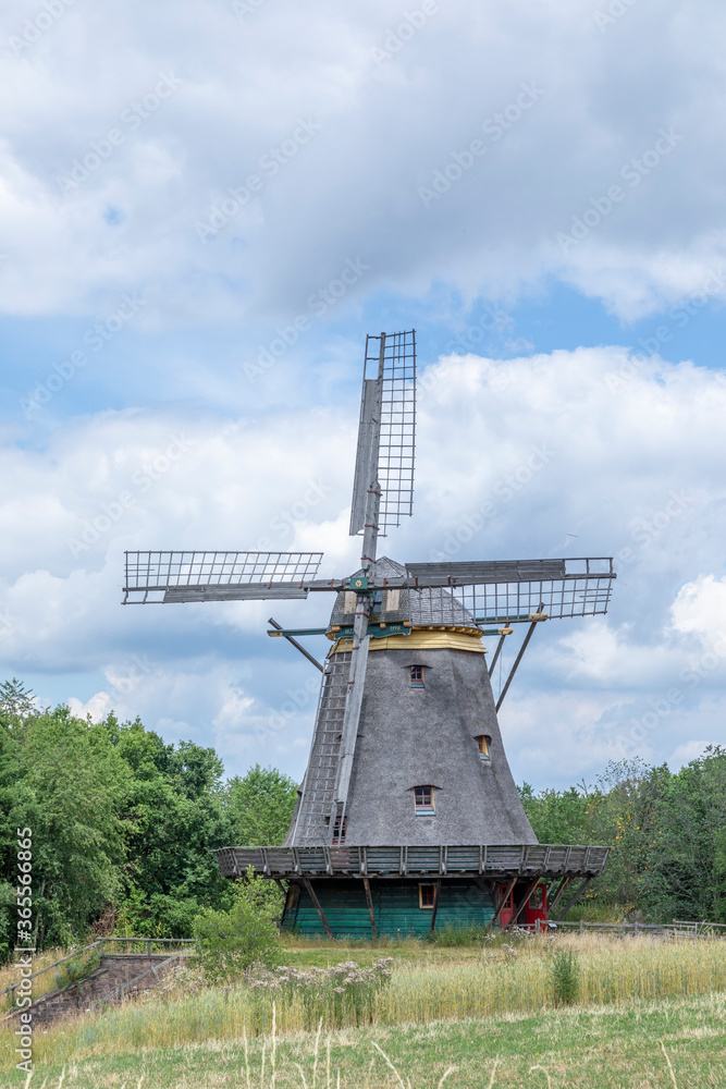 Windmill in Hessenpark, a tourist attraction with architecture of ...