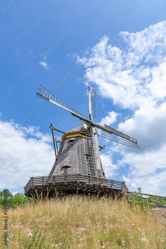 Windmill in Hessenpark, a tourist attraction with architecture of ...