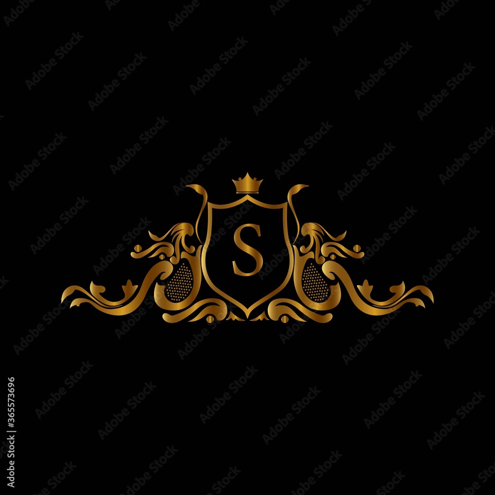 Vintage monograms S letter. Golden heraldic letter logos Stock Vector ...