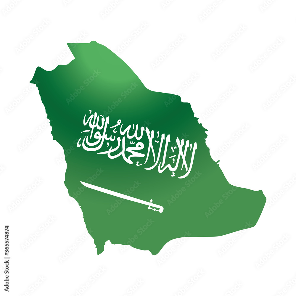 saudi arabia national day, map country green symbol gradient style icon ...