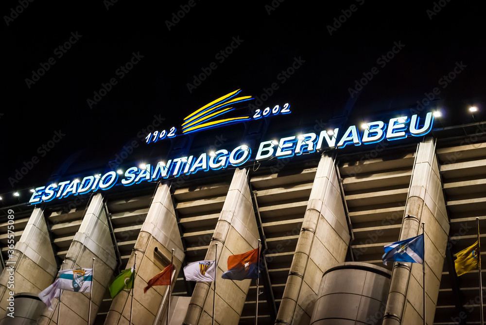Exterior of the Santiago Bernabeu stadium in Madrid, the home of Real ...