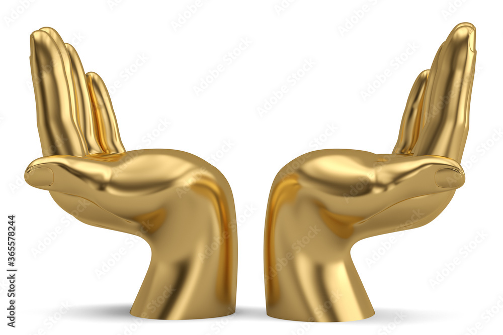 Abstract Gold Hand Holding Mock Up Figure Isolated On White Background ...