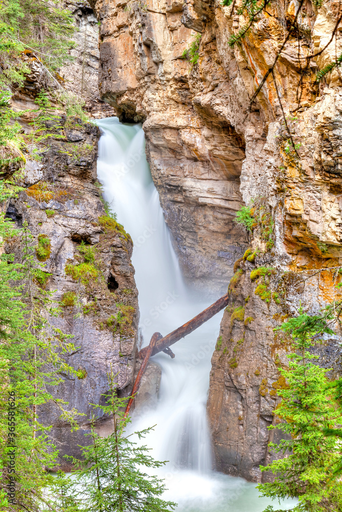 Johnston Canyon Lower Falls at Banff National Park, where the canyon ...
