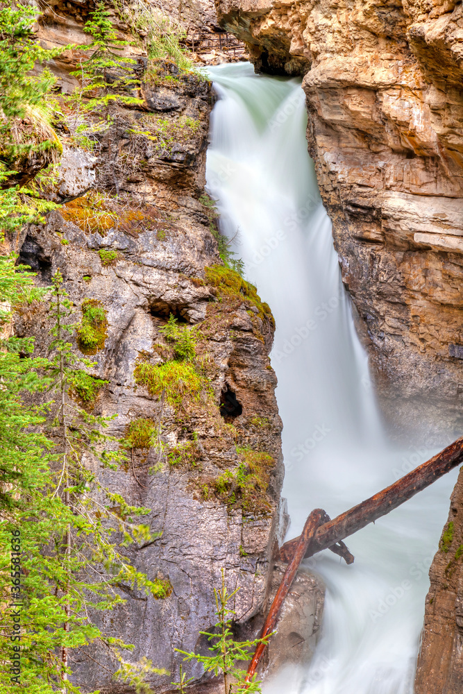 Johnston Canyon Lower Falls at Banff National Park, where the canyon ...