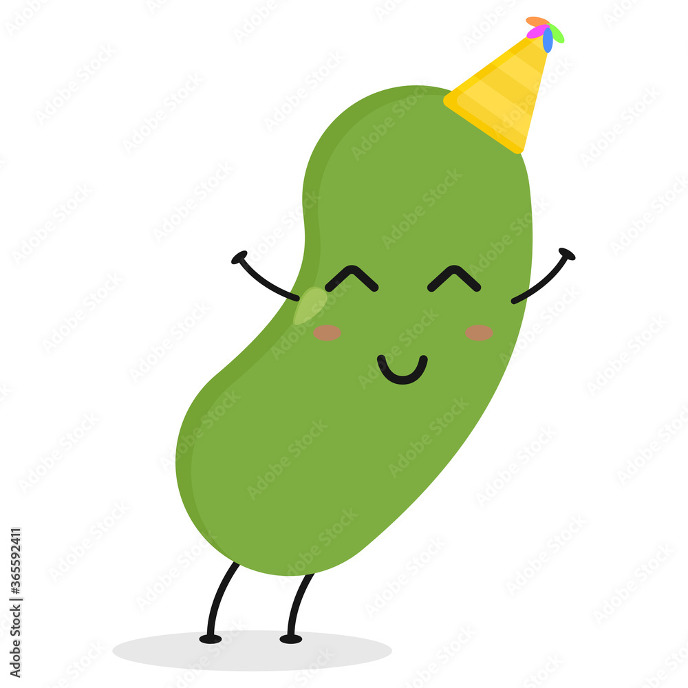 Cute flat cartoon green bean illustration. Vector illustration of cute ...