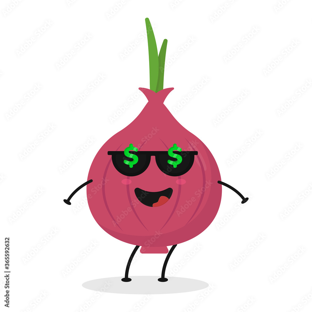 Cute flat cartoon onion illustration. Vector illustration of cute onion ...