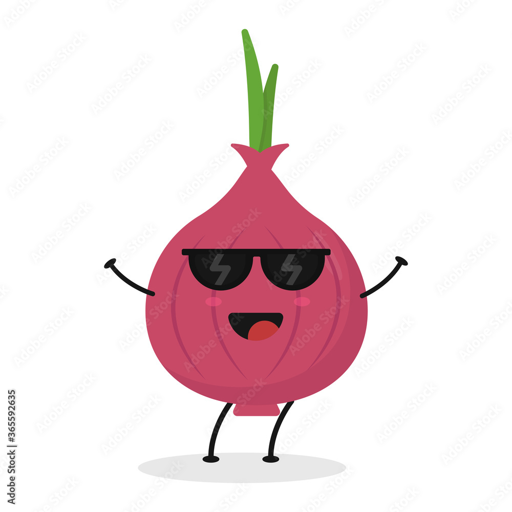 Cute flat cartoon onion illustration. Vector illustration of cute onion ...
