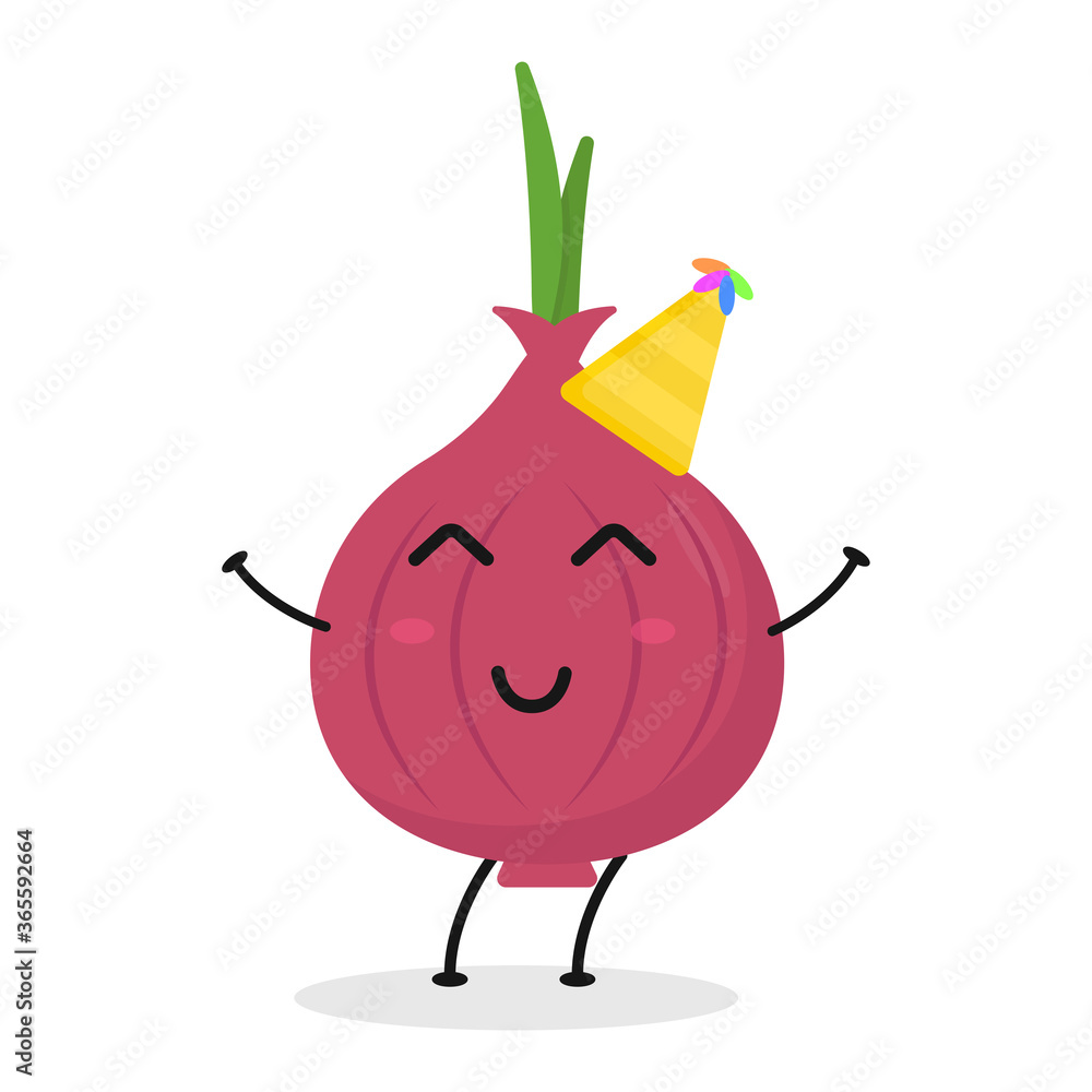 Cute flat cartoon onion illustration. Vector illustration of cute onion ...