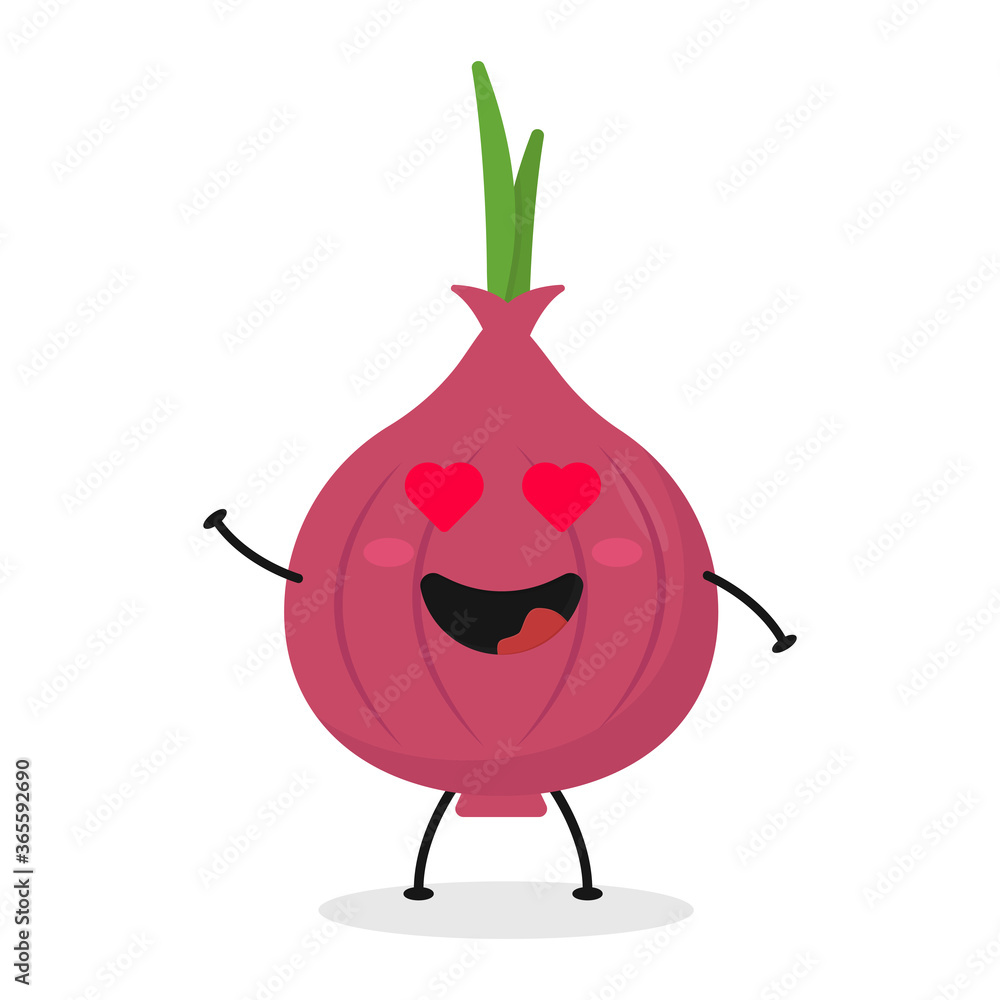 Cute flat cartoon onion illustration. Vector illustration of cute onion ...
