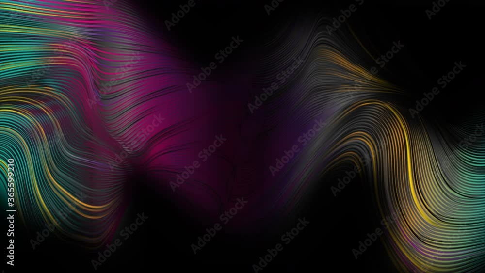 Dark abstract tech motion background with liquid curved glossy waves ...