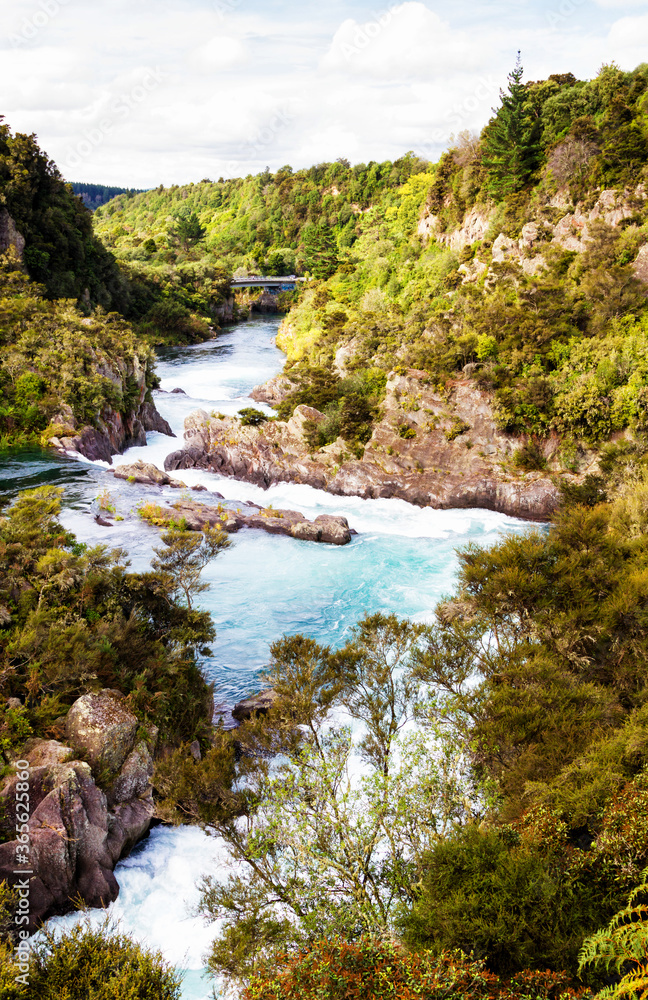 Aratiatia Rapids on the Waikato River after the spill gates of the ...