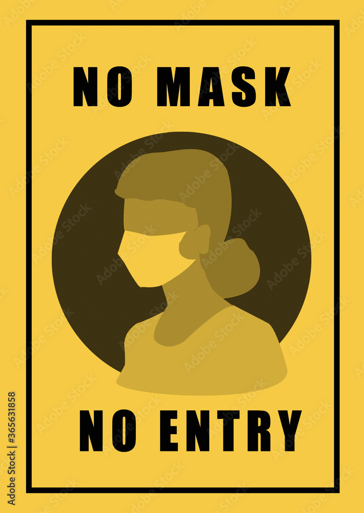 Stop No Mask No Entry warning Sign. Stock Illustration | Adobe Stock