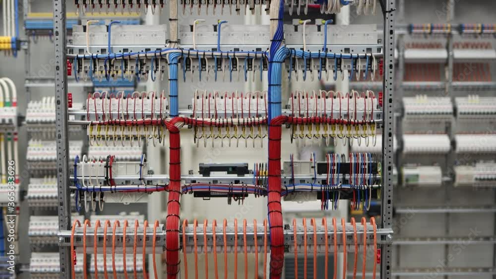 installation of an electrical panel with a flexible stranded wire Stock ...