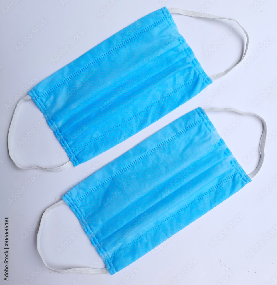 Chennai, India - July 13 2020: Blue color Mask is placed in white ...