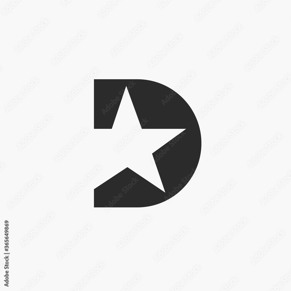 D Logo, Letter D emblem, Star or Influencer Logo, D shape. Star Emblem ...