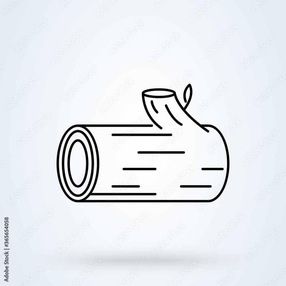 Wood log illustration in line design style. Timber, tree trunk symbol ...
