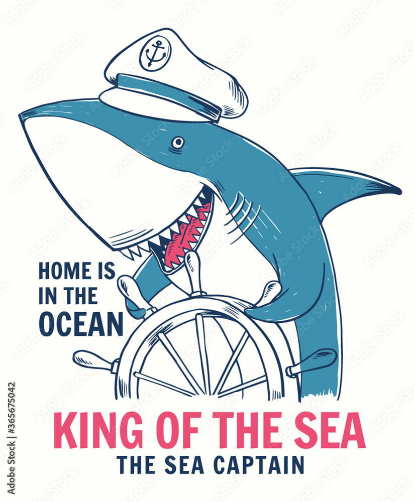 Cute shark captain for kids, babies t-shirt and other uses. Stock ...