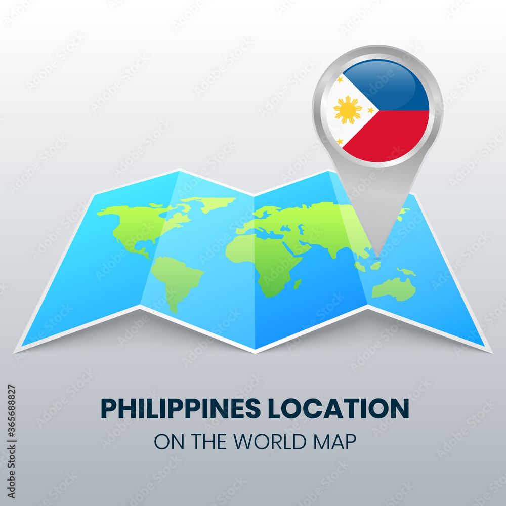 Location icon of Philippines on the world map, Round pin icon of ...