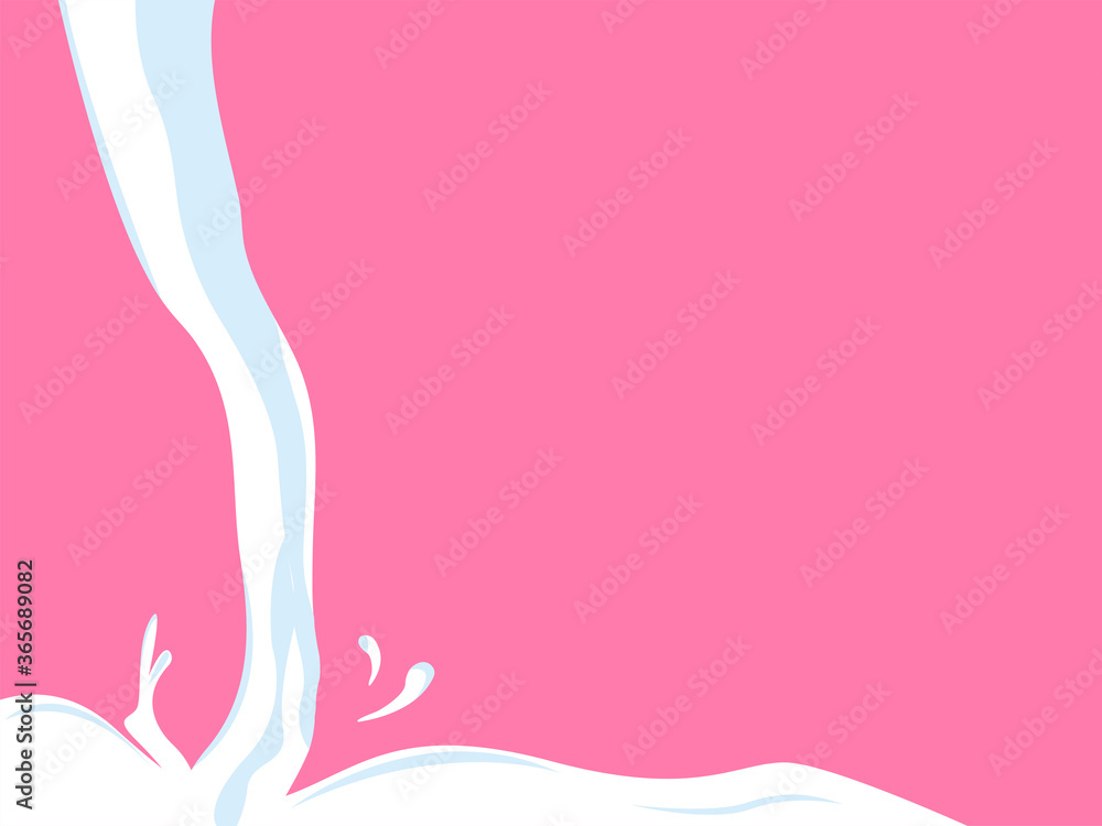 Milk is pouring on a pink background in the style of minimalism vector ...