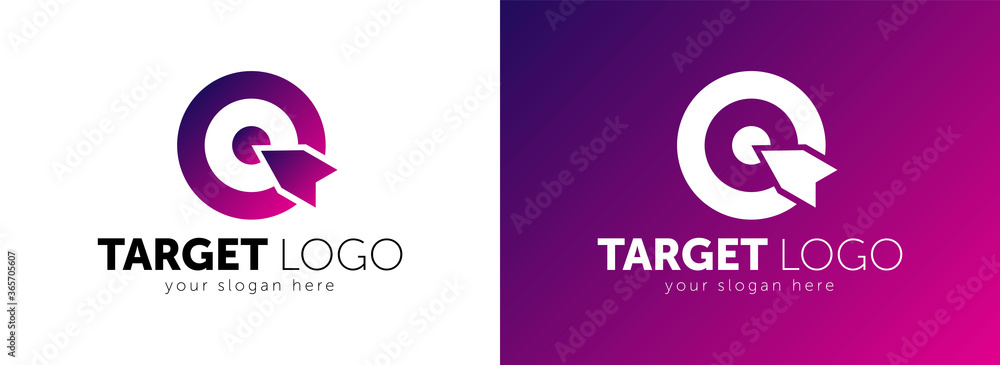 Target hit two circle with arrow Branding Identity Corporate vector ...