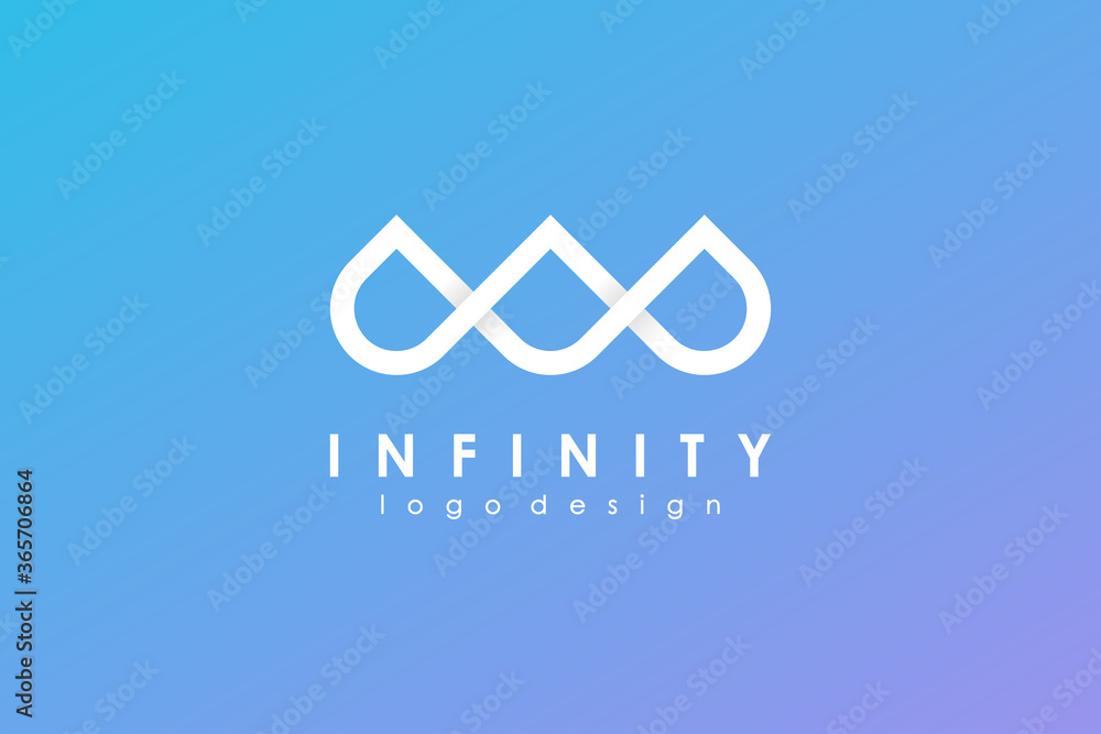 Infinity Logo. White Geometric Line Style isolated on Blue and Purple ...