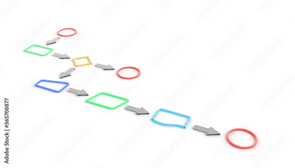 Simple flow chart example, with common symbols Stock Illustration ...