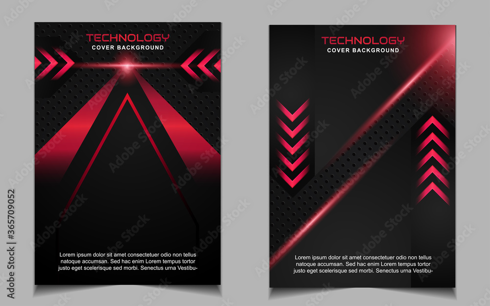 Abstract futuristic cover a4 background template with red technology ...