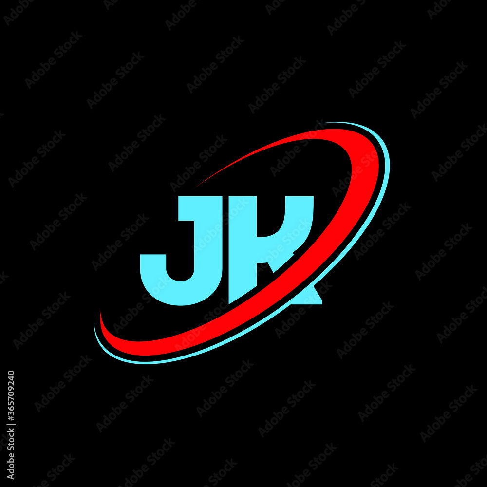 Vecteur Stock JK J K letter logo design. Initial letter JK linked ...