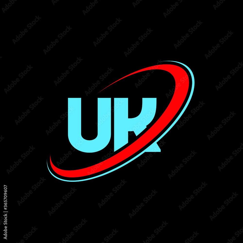 UK U K letter logo design. Initial letter UK linked circle uppercase ...