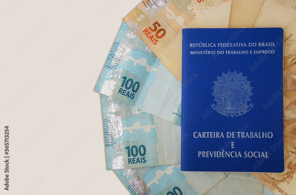 Brazilian Work Card (Carteira de Trabalho) with Brazilian money ...