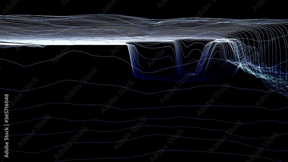 Dynamic abstract waves water rendering, 3D modulation. Wave of ...