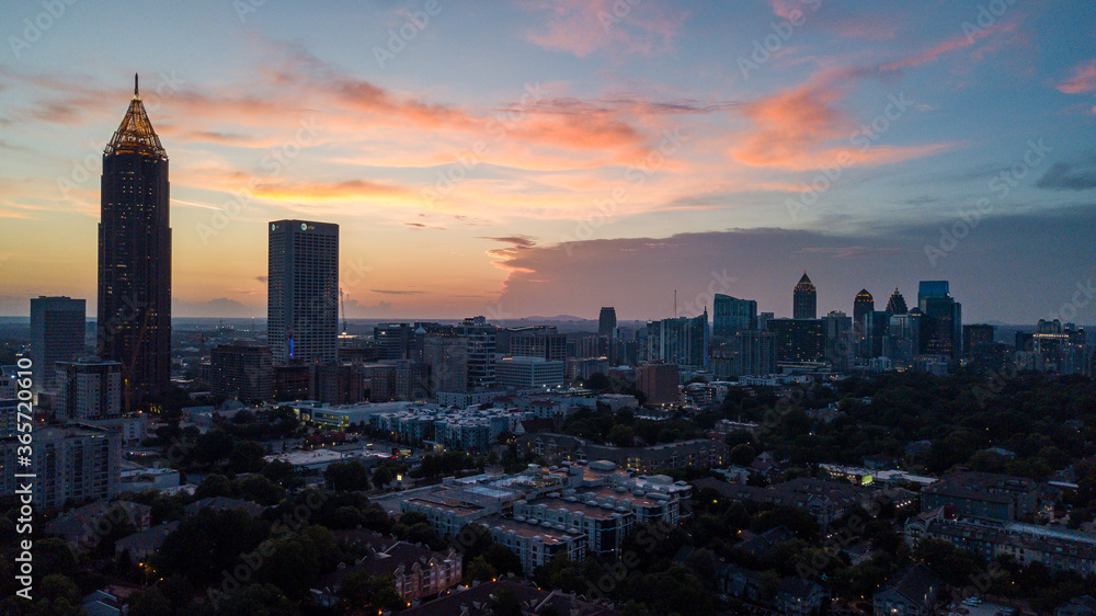 Midtown Atlanta skyline at sunset Stock Photo | Adobe Stock