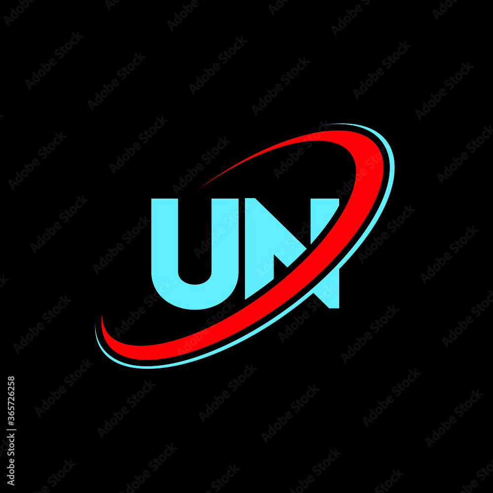 UN U N letter logo design. Initial letter UN linked circle uppercase ...