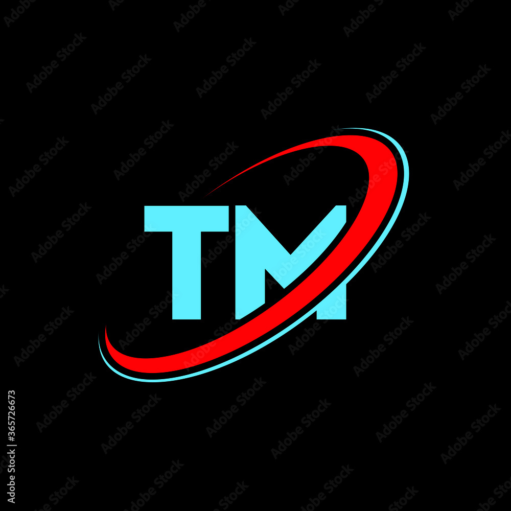 TM T M letter logo design. Initial letter TM linked circle uppercase ...