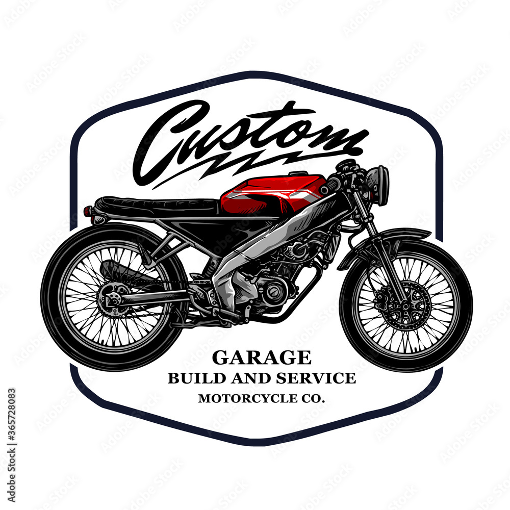 vector of vintage custom motorcycle badge design Stock Vector | Adobe Stock