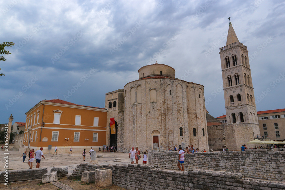 Zadar/Croatia-June 25,2018: Beautiful Zadar city cathedral tower and ...