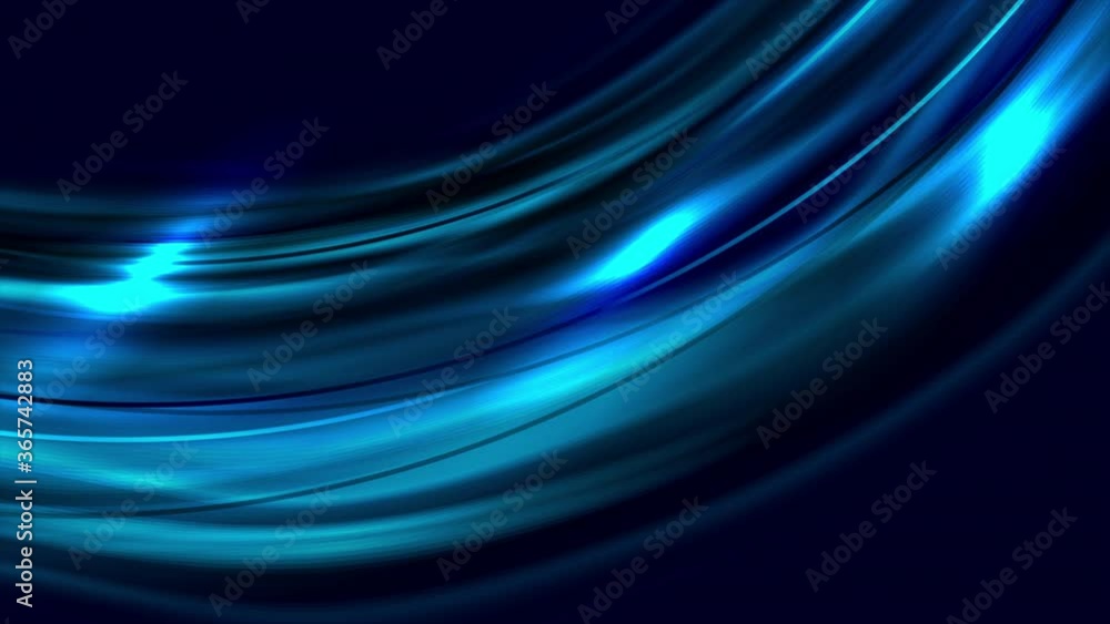 Dark blue glossy glowing waves abstract motion background. Seamless ...