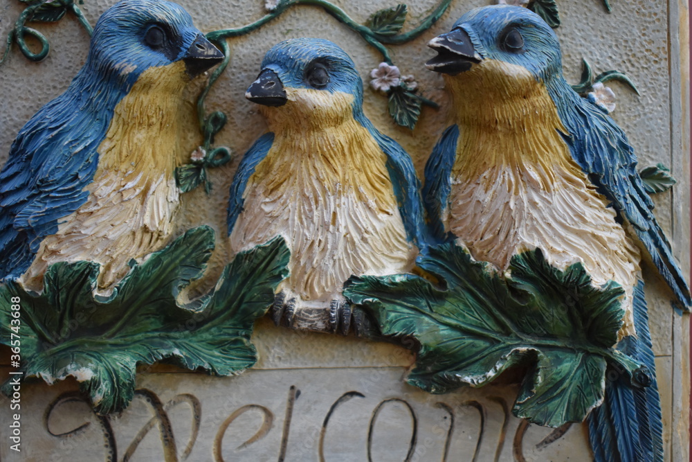 Welcome Sign With Bluebirds Stock Photo | Adobe Stock