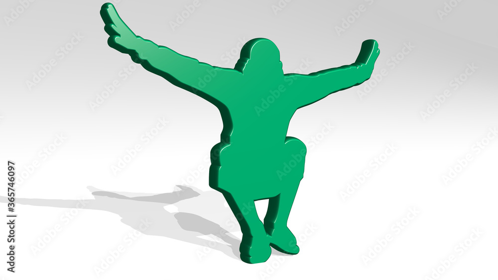 athletic stand with shadow. 3D illustration of metallic sculpture over ...