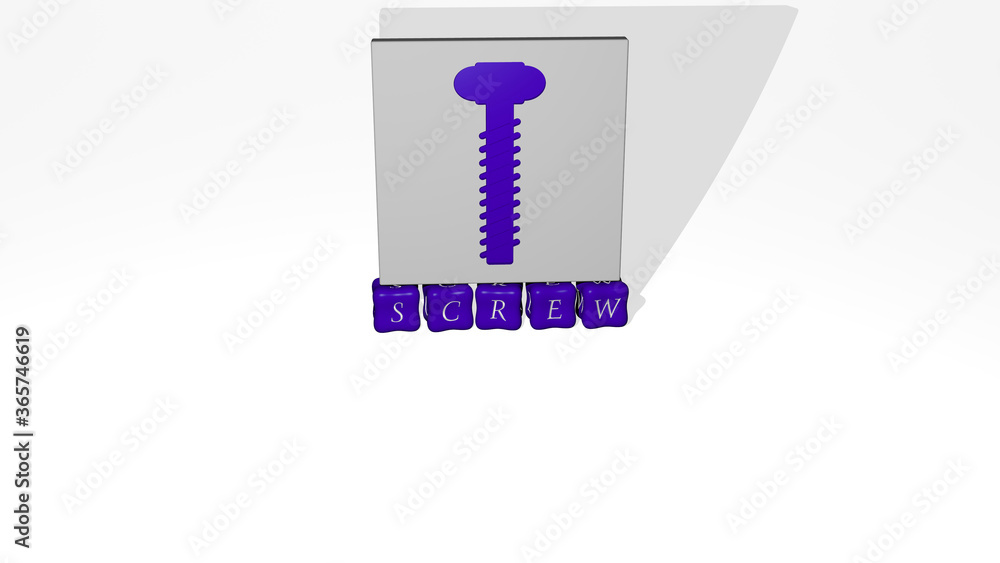 3D illustration of SCREW graphics and text made by metallic dice ...