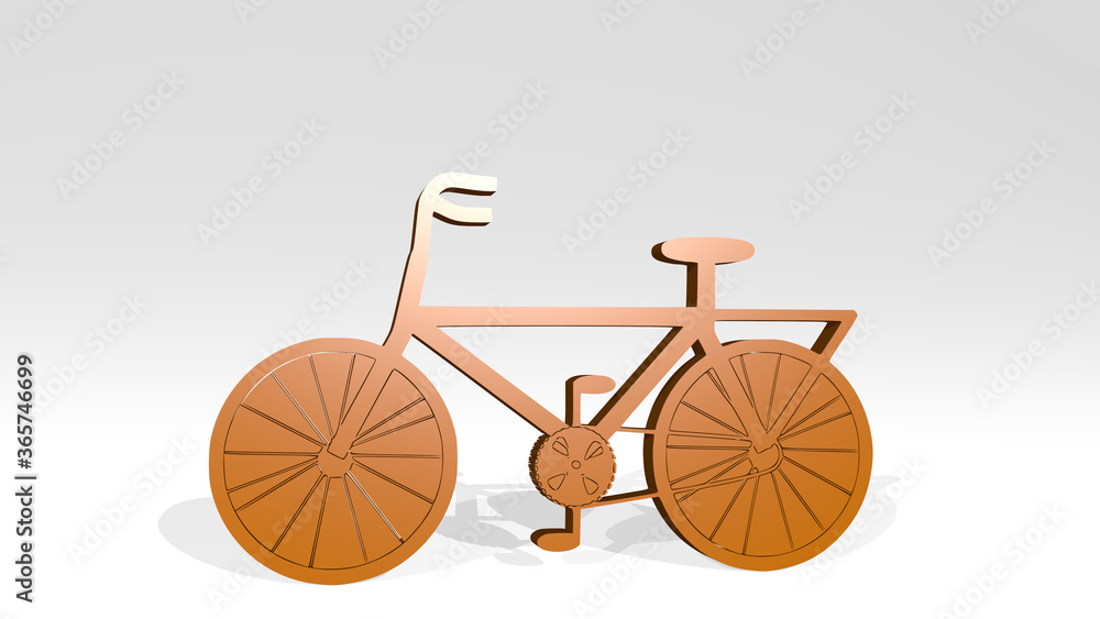 BICYCLE from a perspective on the wall. A thick sculpture made of ...