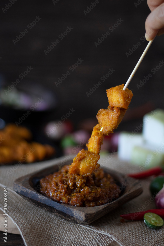 Singapore Satay on Dark Background with Copy Space. Indonesian Sate ...