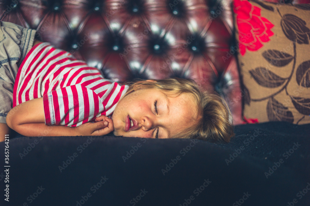 Little preschooler boy sleeping on a sofa Stock Photo | Adobe Stock