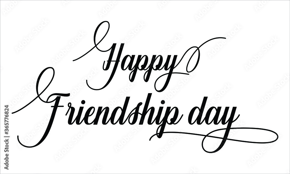 Happy Friendship day Calligraphy script retro Typography Black text ...
