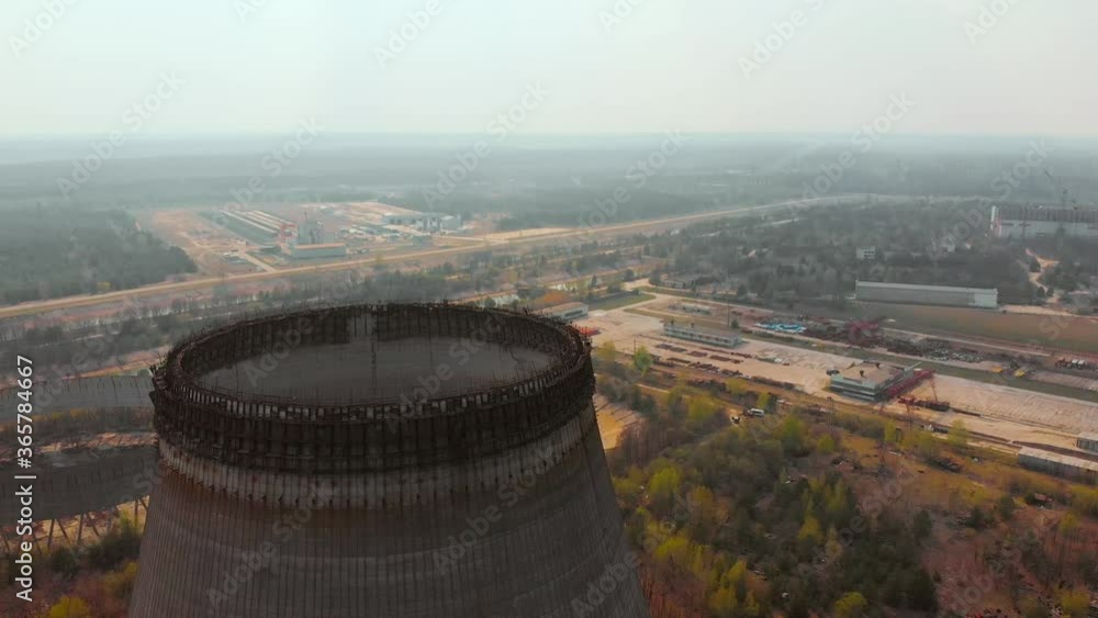 Chernobyl Nuclear Power Plant, Ukraine. View from the drone at the ...