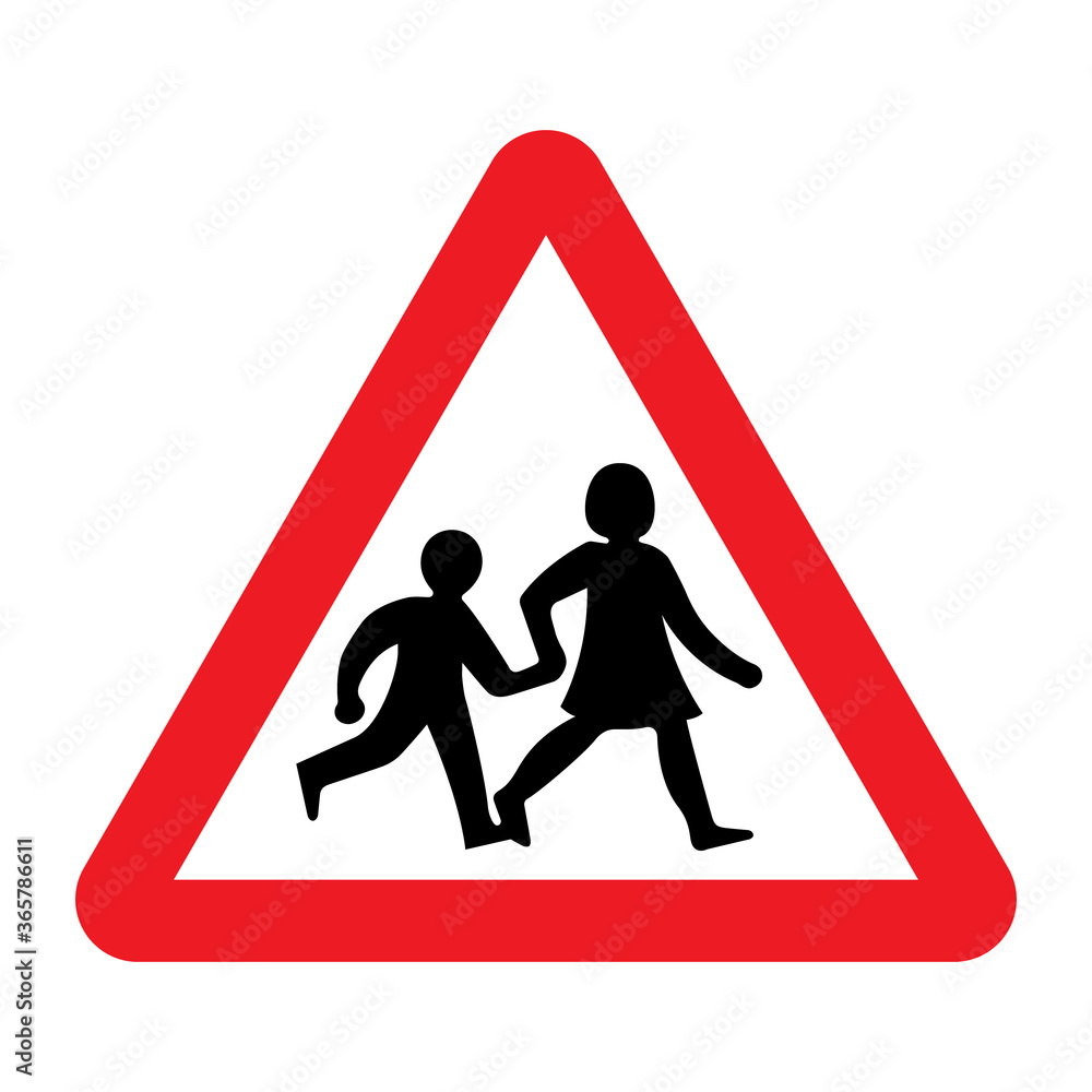 Vetor de School children traffic sign. Red triangle warning road sign ... Vetor de School children traffic sign. Red triangle warning road sign ...